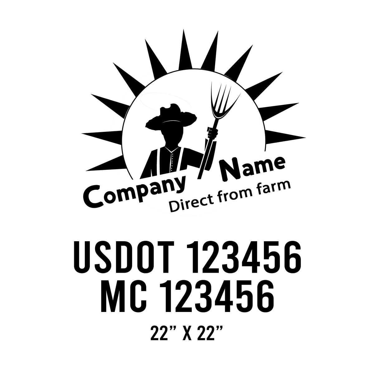 Company Name Truck Door USDOT/MC Farm Themed Decal Sticker ...